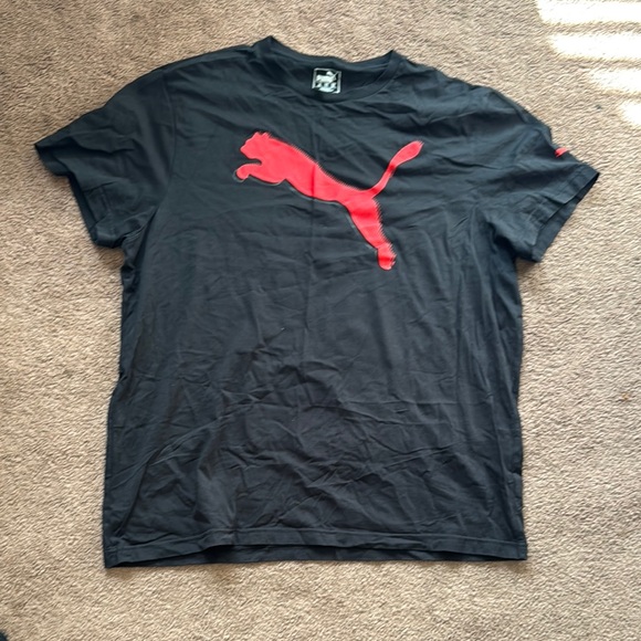 Puma | Shirts | Puma Mens Tee In Black With Red Logo | Poshmark